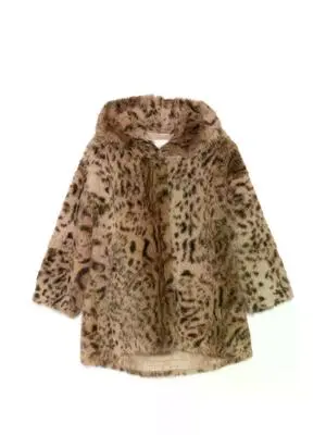 CENERE GB Leopard-print Hooded Coat - Brown