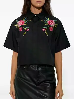 Kenzo Wildflower Floral-embroidered Short-sleeve Shirt
