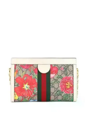 Gucci Ophidia Chain Shoulder Bag Flora Gg Coated Canvas Small Crossbody Bag - Brown