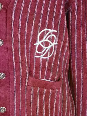 Drole De Monsieur Stripe-pattern Embroidered-logo Cardigan