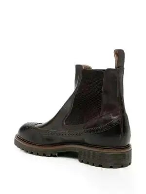 Eleventy Brogue Leather Chelsea Boots
