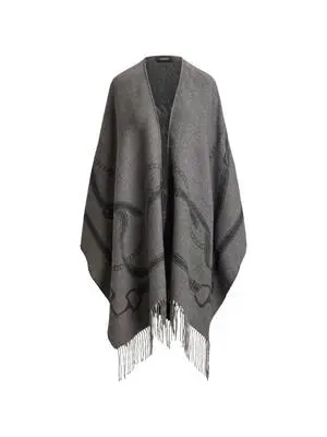 Ralph Lauren Chain-print Fringed Poncho - Grey