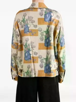 VOWELS Floral-print Striped Jacket