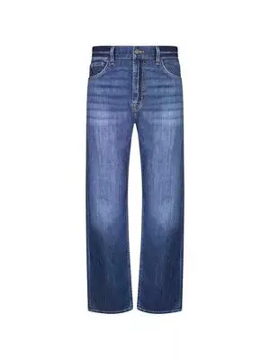 7 For All Mankind Faded-effect Whiskered Jeans - Blue