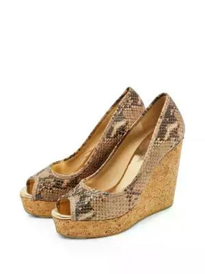 JIMMY CHOO Python-embossed Wedge Pumps