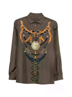 Etro Belt-print Silk Shirt - Brown