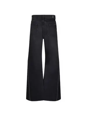 7 For All Mankind Lotta Stud-embellished Wide-leg Jeans - Black