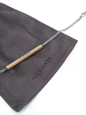 ALLSAINTS Logo-engraved Curb-chain Bracelet - Silver