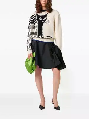 MSGM Cat-intarsia Striped-sleeve Sweater
