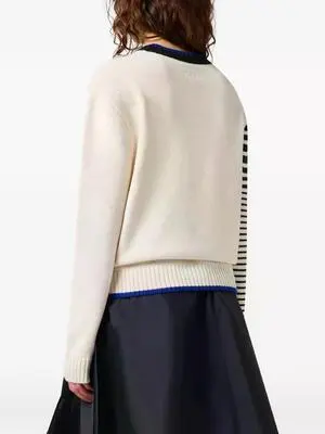MSGM Cat-intarsia Striped-sleeve Sweater