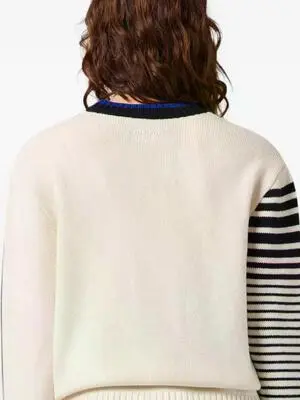 MSGM Cat-intarsia Striped-sleeve Sweater