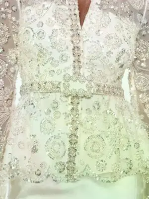 SELF-PORTRAIT Sequin-embellished Peplum Maxi Dress - Neutrals