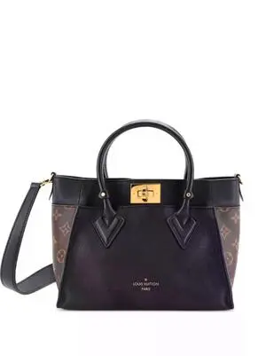 LOUIS VUITTON On My Side Tote Leather With Monogram Canvas Pm Shoulder Bag - Black
