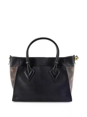 LOUIS VUITTON On My Side Tote Leather With Monogram Canvas Pm Shoulder Bag - Black
