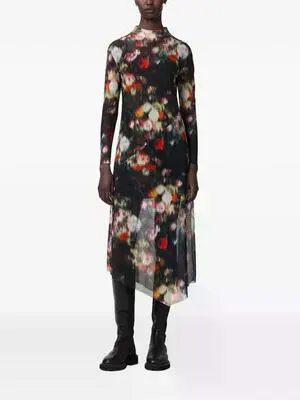 ALLSAINTS Floral-print Asymmetric Dress - Black