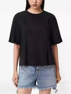 ALLSAINTS Pleated Logo-embroidered T-shirt - Black
