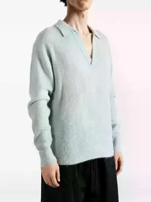 Auralee Brushed Open-collar Sweater