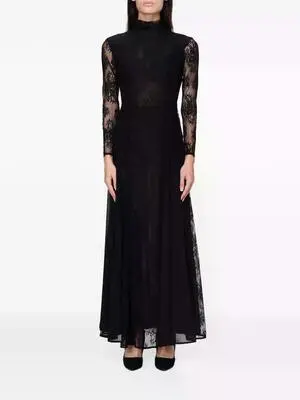 HANITA Lace-panelled High-neck Dress - Black