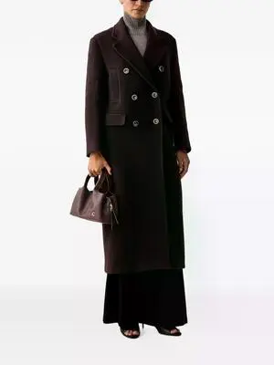 Pinko Long Double-breasted Coat In Wool-blend Fabric