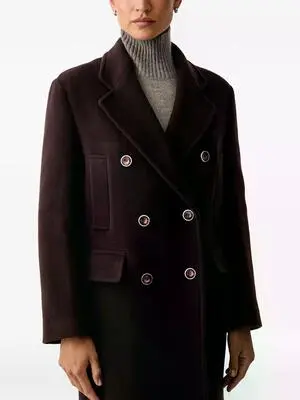 Pinko Long Double-breasted Coat In Wool-blend Fabric