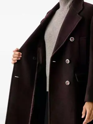 Pinko Long Double-breasted Coat In Wool-blend Fabric