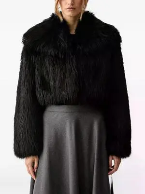 Patrizia Pepe Faux-fur Cropped Jacket - Black