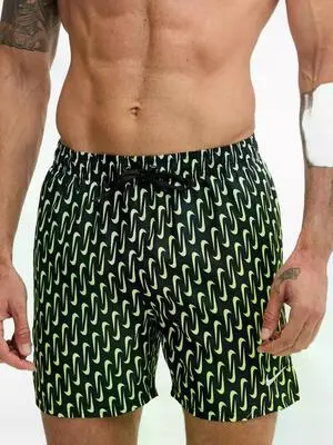 Nike Swoosh-print Swim Shorts - Black
