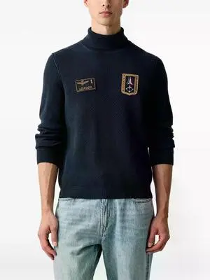 AERONAUTICA MILITARE Patch-detail Roll-neck Jumper - Blue