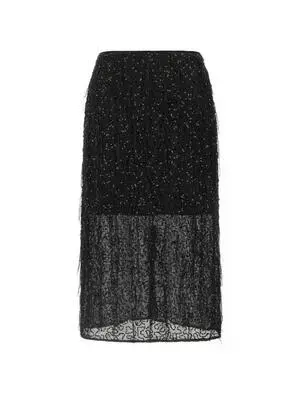 TWINSET Sequin-embellished Fringed Midi Skirt - Black
