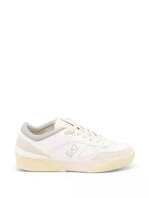 EA7 Logo-print Leather Sneakers - White