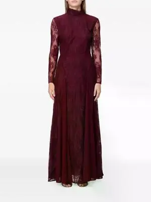 HANITA Lace-overlay Floor-length Maxi Dress - Red