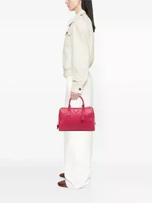 Prada 2010-2026 Saffiano Lux Convertible Bowler Bag Satchel - Pink