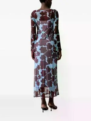 NEVER FULLY DRESSED Floral-print Mesh Dress - Blue
