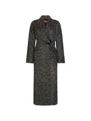Max Mara Sequin-embellished Belted Coat - Grey