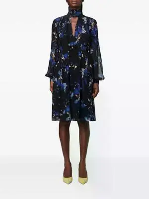 HANITA Floral-print High-neck Mini Dress