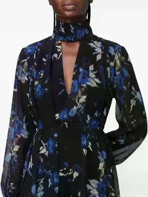 HANITA Floral-print High-neck Mini Dress
