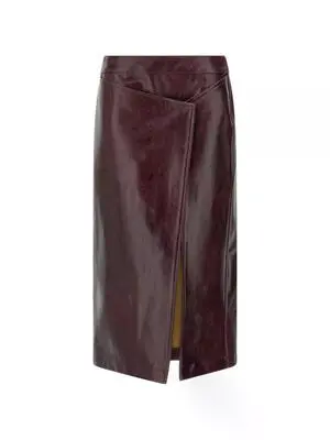 ARMARIUM Ember Asymmetric Leather Midi Skirt - Red