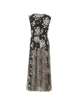 Rixo Coralie Floral-print Leopard-pattern Midi Dress - Black