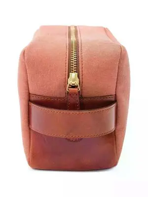 LA PORTEGNA Negro Canvas Leather-trim Wash Bag - Orange