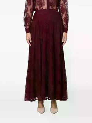 HANITA Floral-lace Flared Maxi Skirt - Red