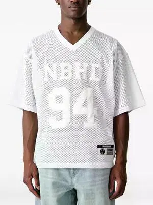 NEIGHBORHOOD Mesh-knit Logo-patch T-shirt - White