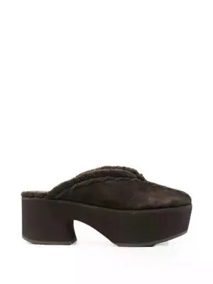 Cult Gaia Tazz Shearling-trim Mules - Brown