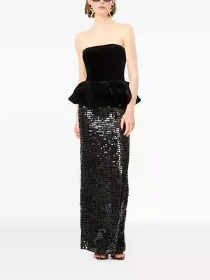 ROTATE BY BIRGER CHRISTENSEN Sequins Maxi Peplum Dress