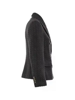 Brunello Cucinelli Double-breasted Cable-knit Blazer - Grey