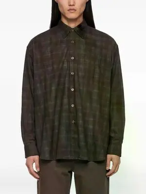 Our Legacy Check-print Chest-pocket Shirt - Brown