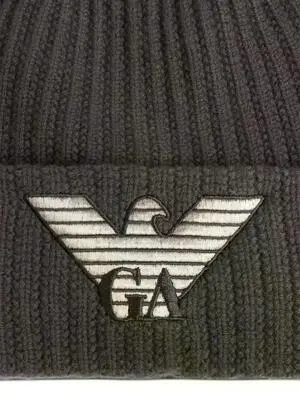 Emporio Armani Logo-embroidered Ribbed Beanie Hat