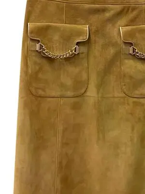 Gucci Chain-detail Suede Midi Skirt - Brown