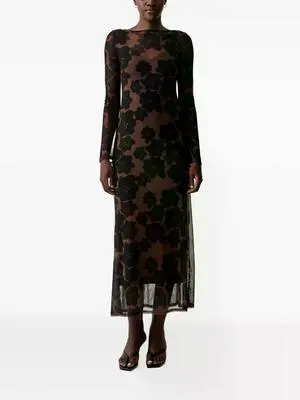 NEVER FULLY DRESSED Tan Jaden Floral-print Mesh Dress