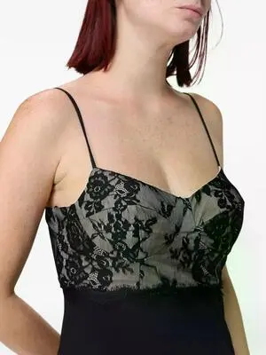 HANITA Lace-overlay Spaghetti-strap Maxi Dress