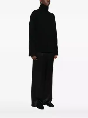 Soft Goat Ribbed-knit Roll-neck Sweater